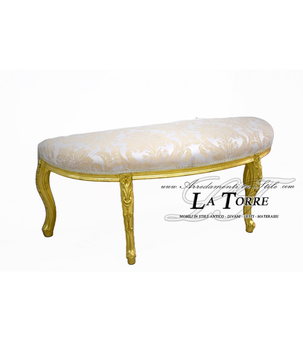 Louis XV baroque half-moon bench with Florentine lily and ivory gold ...